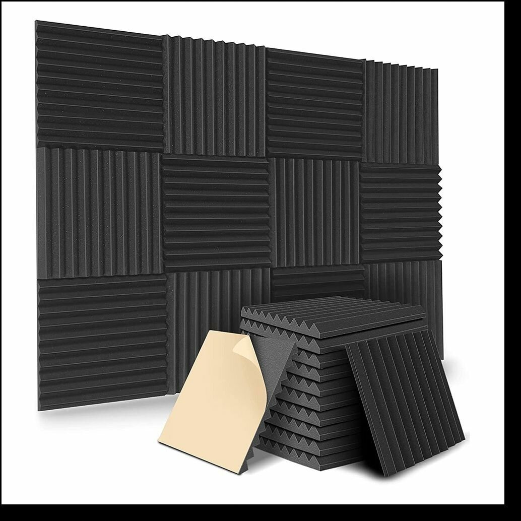 12 упаковок самоклеящихся акустических панелей, звукоизоляционные стеновые панели из пенопласта высокой плотности для дома (черные)