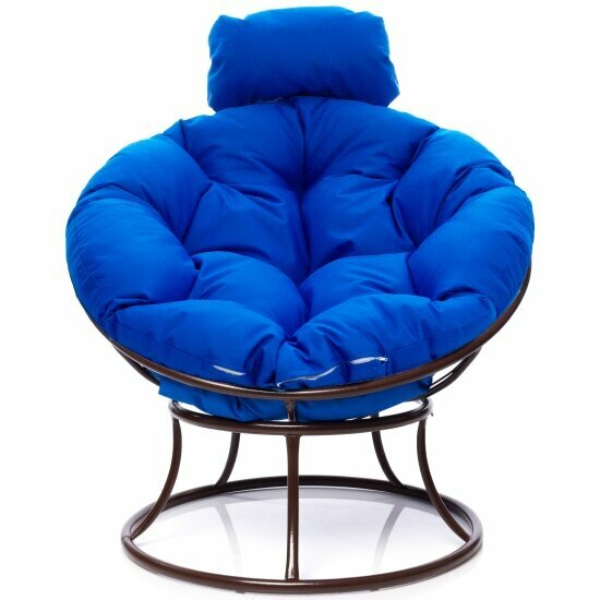 Садовое кресло M-group папасан мини без ротанга коричневое, синяя подушка, шт