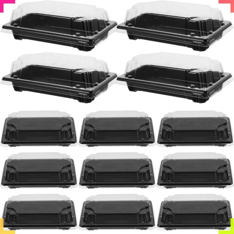 50 Штук Коробок Для Суши Термоустойчивые Блэк 14.00X8.30X3.00Cm