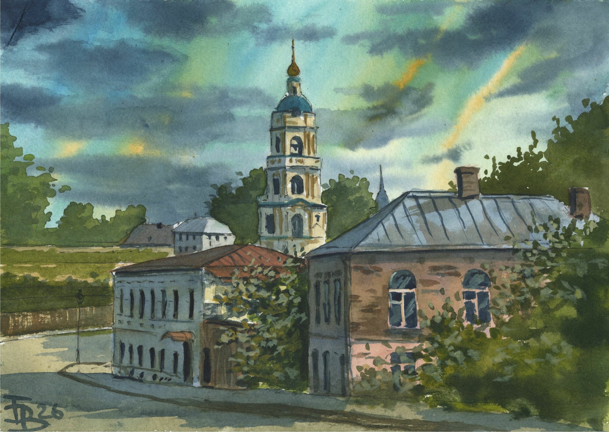 Акварельная картина 21х30 см. Серия Старая Москва Ручная работа от художника, не принт. Интерьерная на стену без рамы и без паспарту