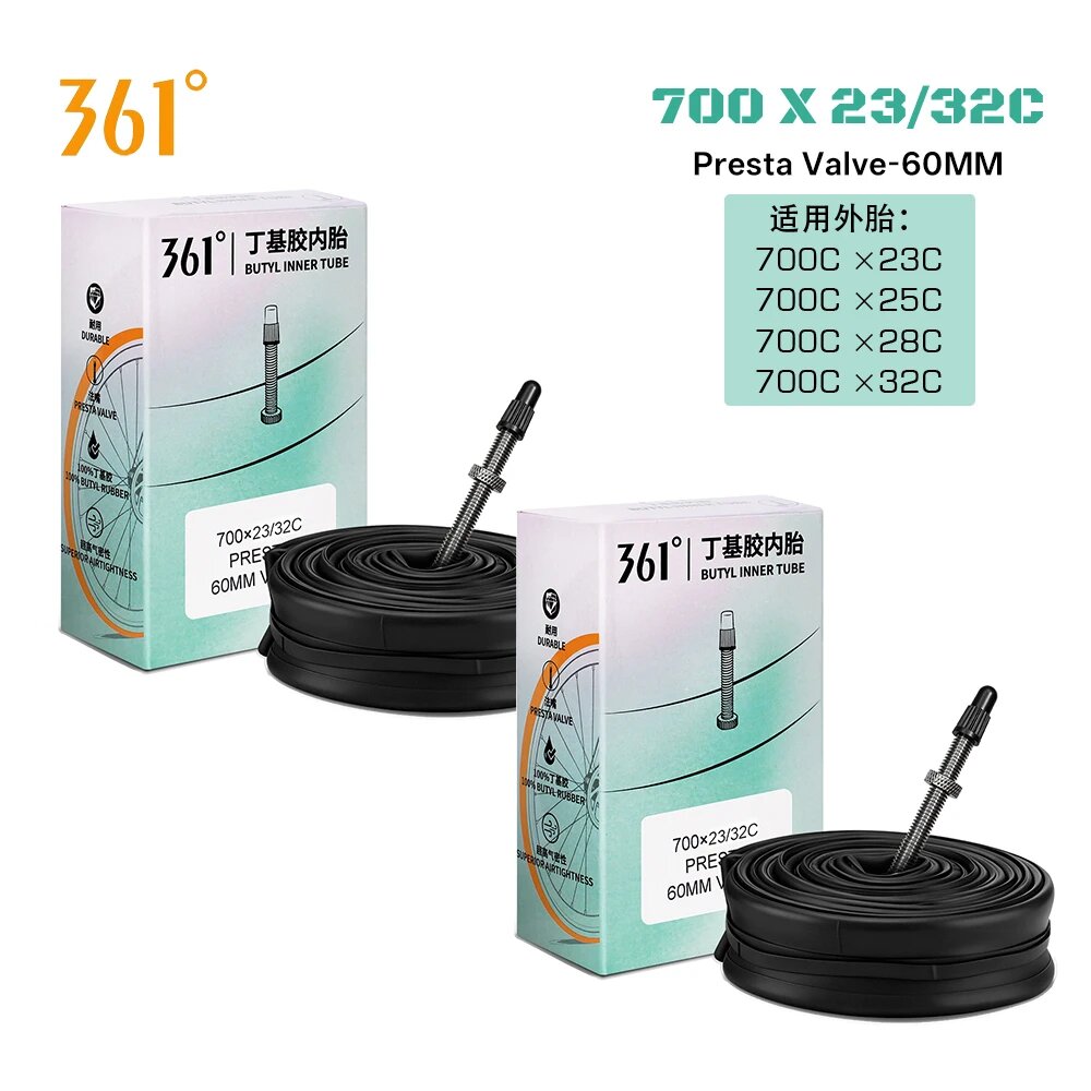Велосипедная камера 361 Degrees 700C для шоссейных велосипедов 2PC-700C-23-32C-60mm