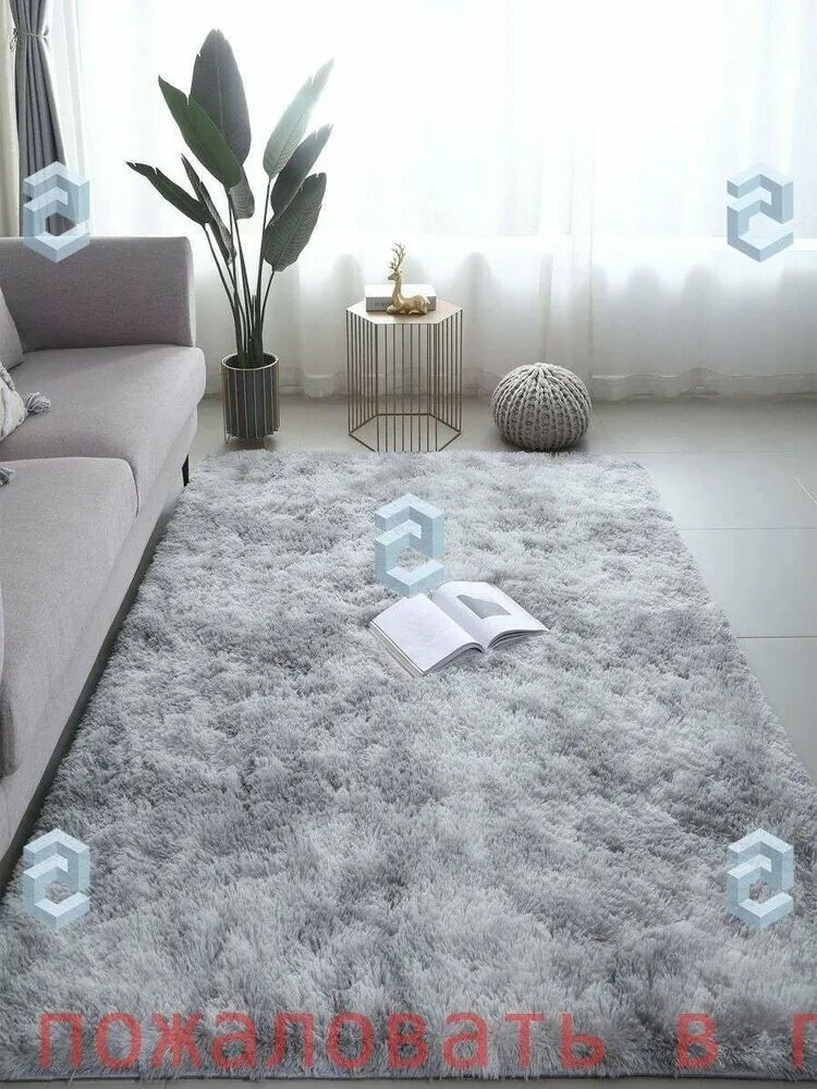 Ковер с длинным ворсом в гостиную пушистый скандинавский стиль，Минимализм 40
