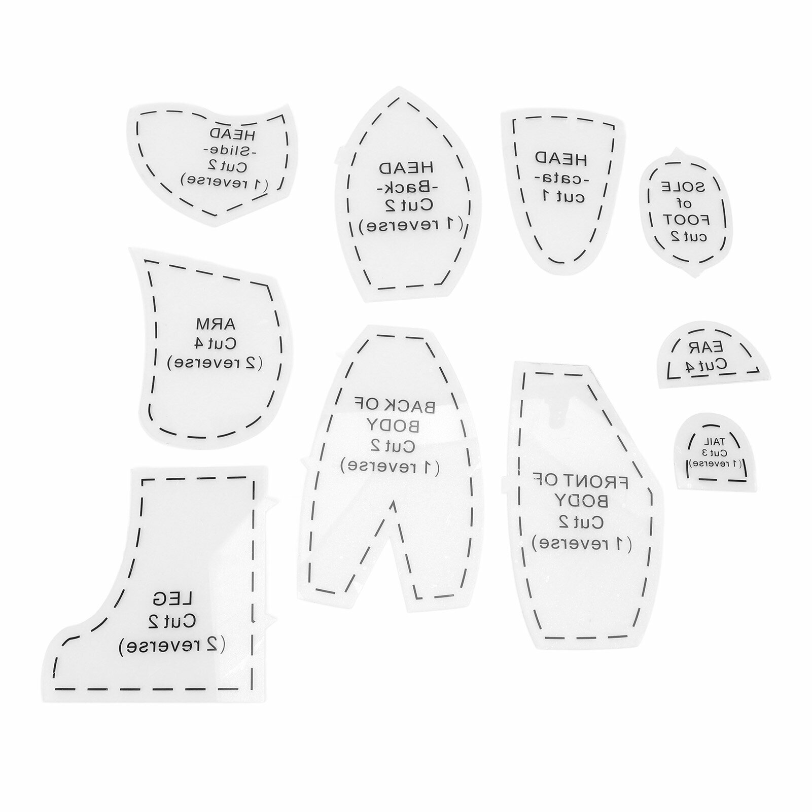 Набор из 10 акриловых выкроек для шитья милых кукол Memory Bear (средний размер, 12 дюймов).