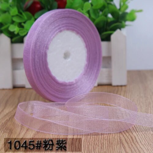 Лента органза мerylover 12 мм 45 м Розовый, pink purple, 12mm organza