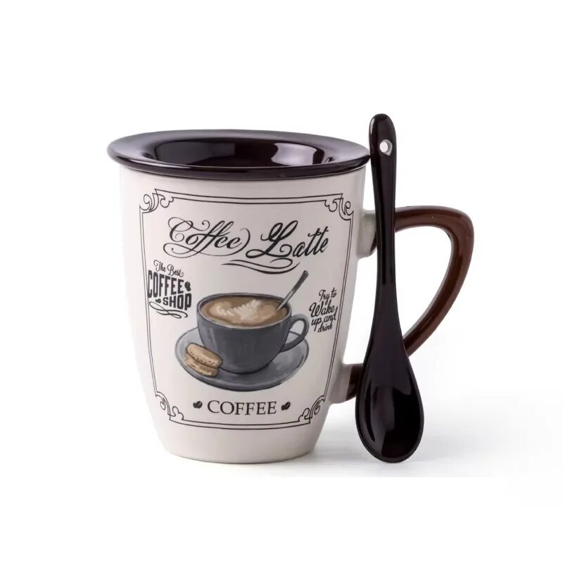 Ретро керамика 355 мл классическая мокко латте эспрессо кружка для кофе с принтом воды, latte