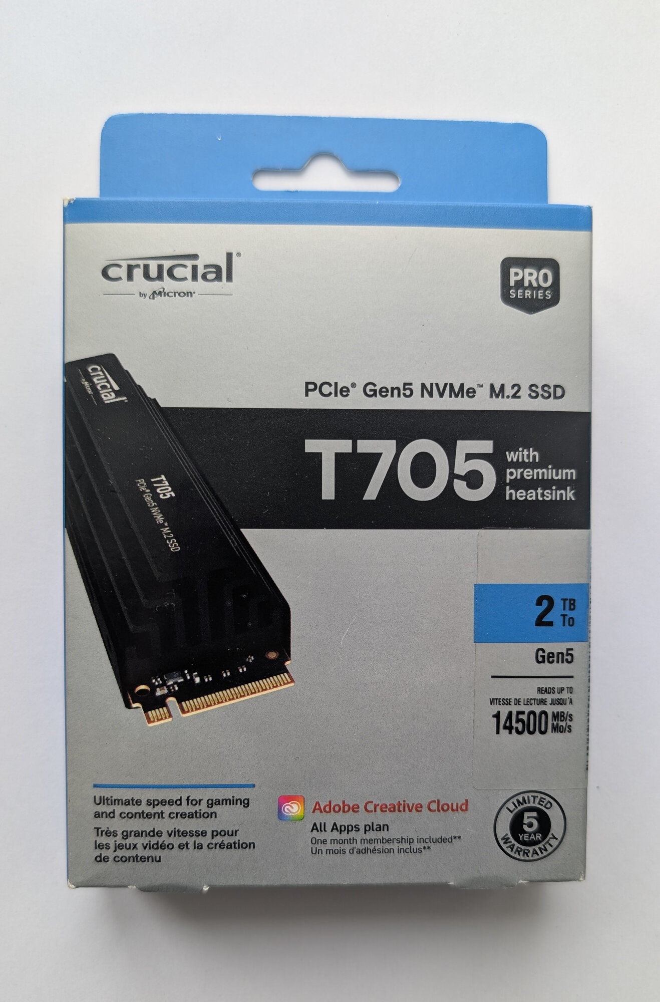 Твердотельный накопитель SSD Crucial T705 2TB PCIe Gen5 NVMe M.2 SSD with heatsink (CT2000T705SSD5)