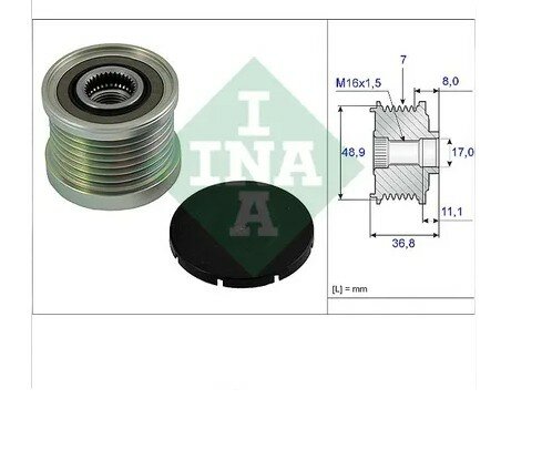 Шкив генератора INA 535008110 Mazda 6, Renault Megane, Laguna, Trafic 1.8-2.5, D 00->