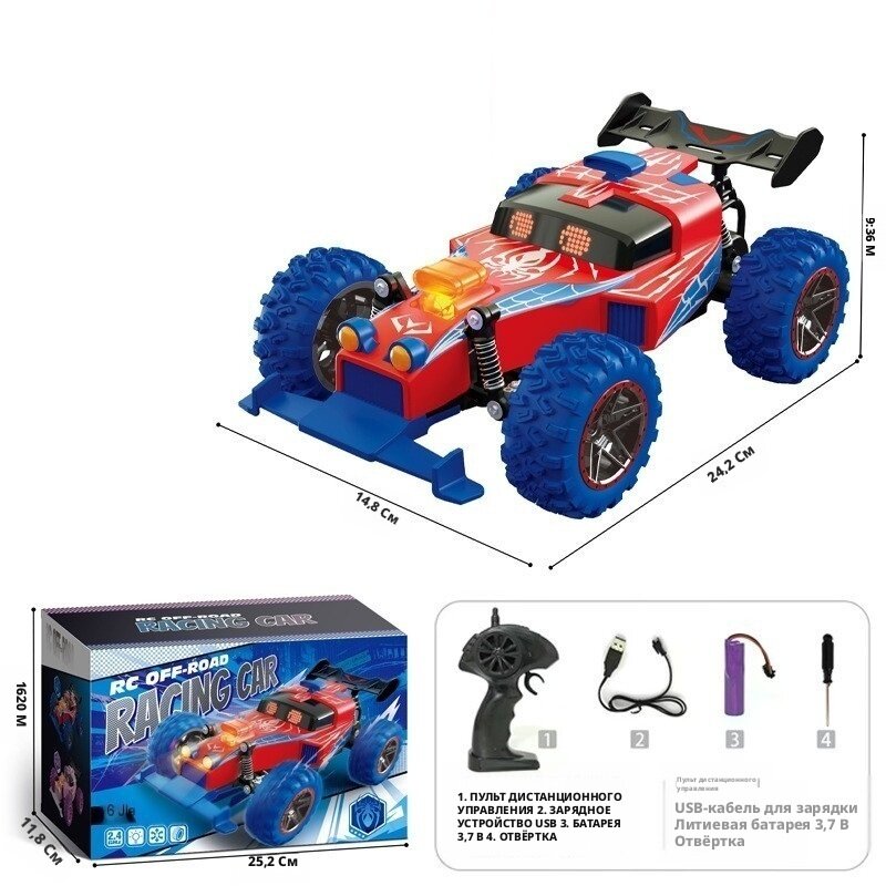 2.4G 1:18 Радиоуправляемая машинка-вездеход Big-foot, внедорожный багги с подсветкой, высокоскоростной радиоуправляемый горный велосипед, игрушечная машинка, подарки