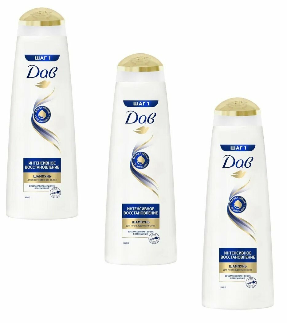 Шампунь Дав для волос Интенсивное Восстановление, 380 мл 3шт