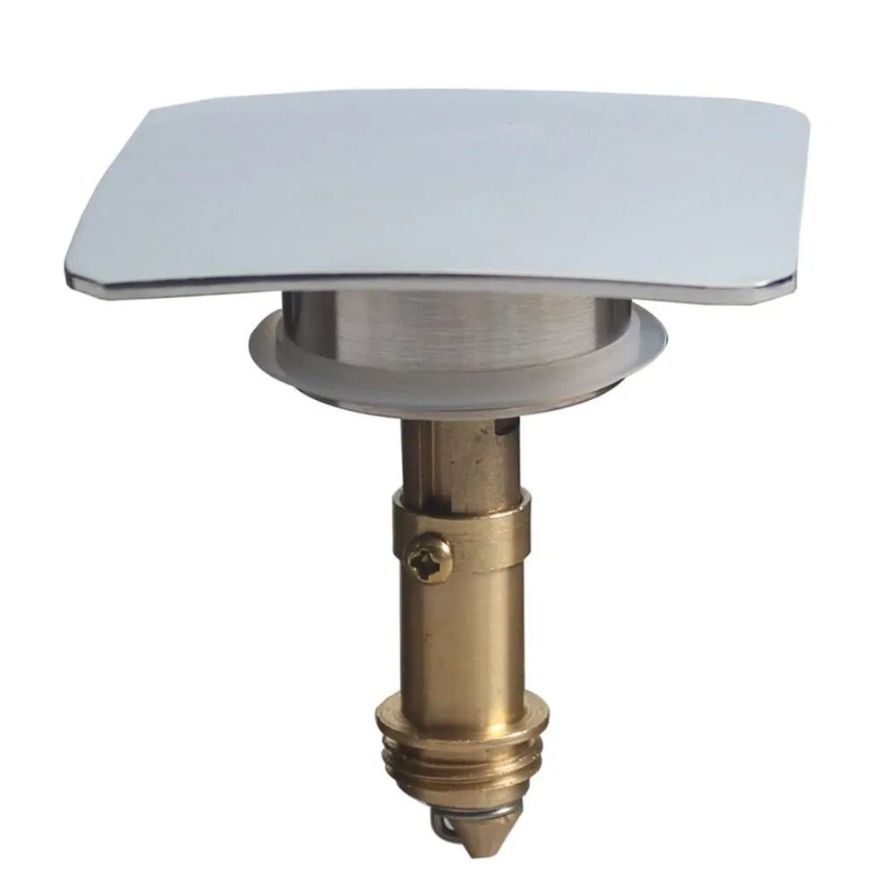 Крышка для слива раковины квадратная латунная 66 мм, для ванной комнаты, с кнопкой Click Clack Push