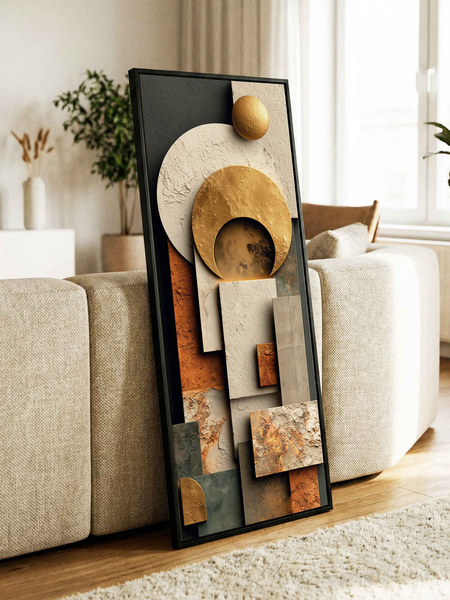 Картина Postermarket в тёмной раме "Абстракция" на холсте с подрамником 45 х 115 см