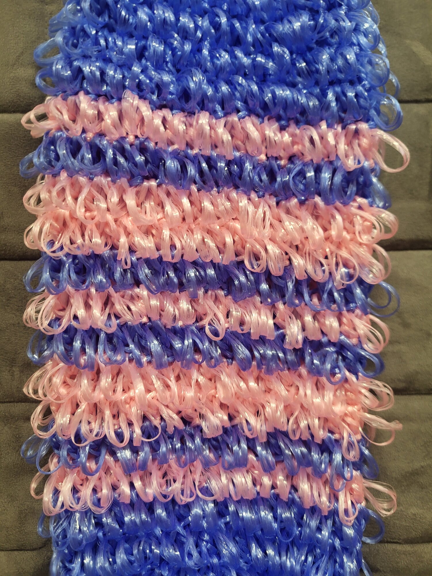 Мочалка для тела с ручками, ручная вязка, массажная, тонизирующая, 35см, с ручками 75см