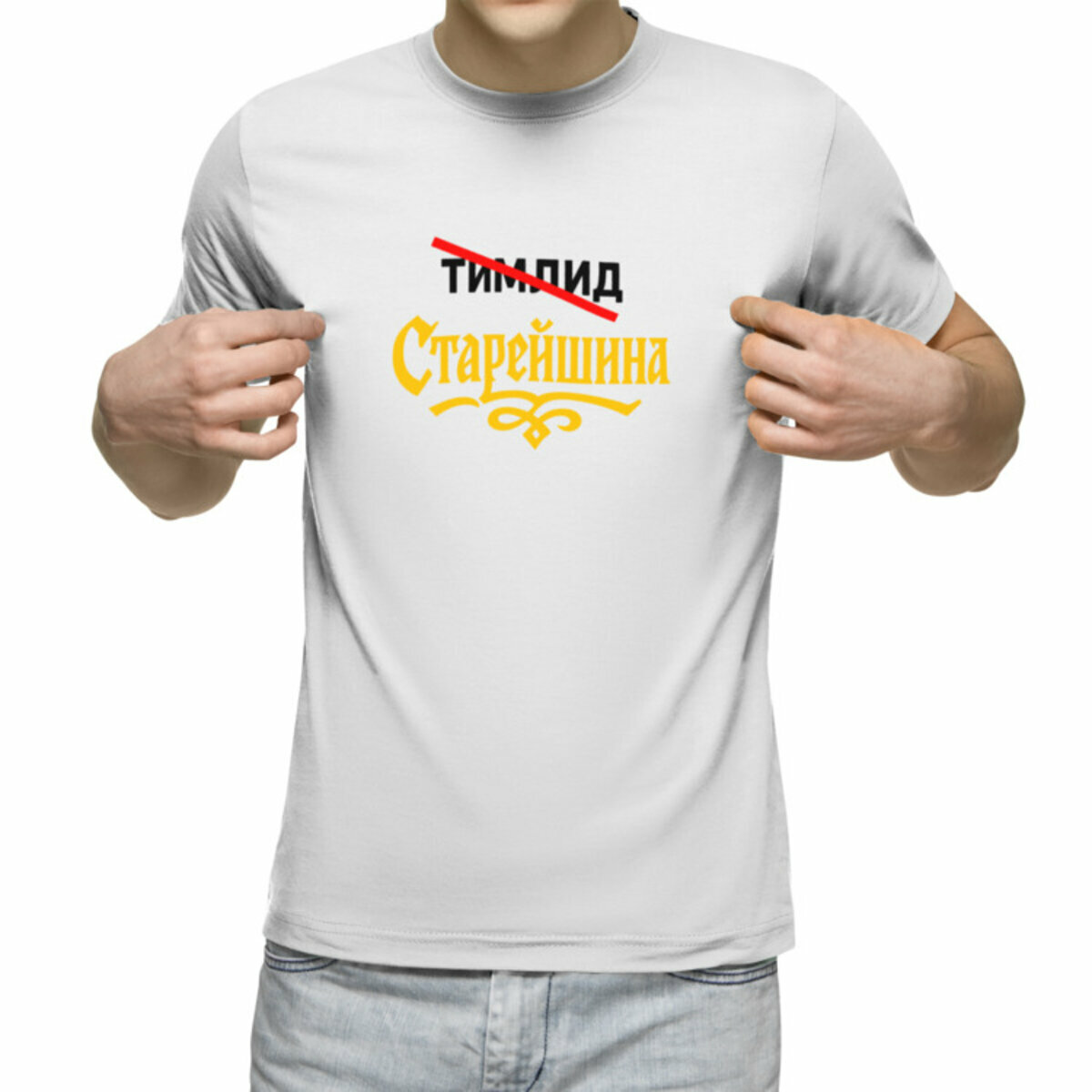 Мужская футболка «тимлид старейшина айтишник программист IT сисадмин» (белый, XL)