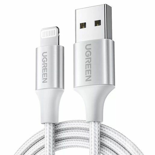Кабель UGREEN US199 (60163) Lightning to USB-A 2.0 Cable. Длина: 2 м. Цвет: серебристый