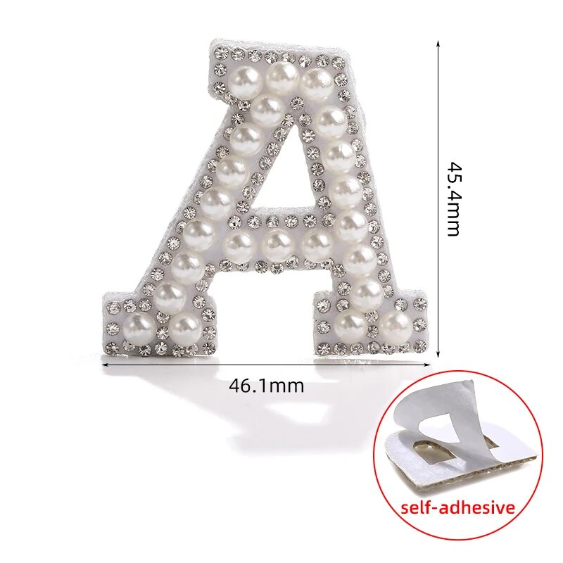 Нашивка-буква "A" со стразами, 45.4x46.1 мм, самоклеящаяся