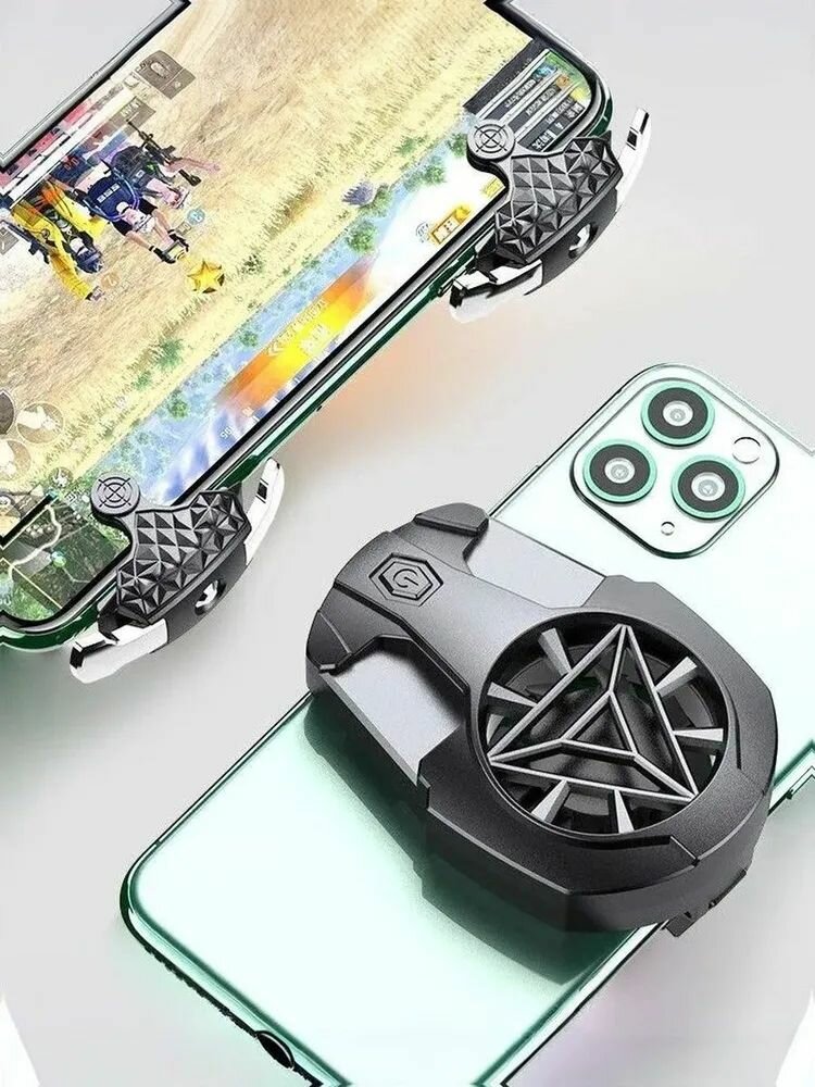 Механические триггеры-геймпады с охлаждением 2 в 1 для телефона 400 mAh на Apple, Android для PUBG mobile, COD, Fortnite на айфон, андроид, чёрный