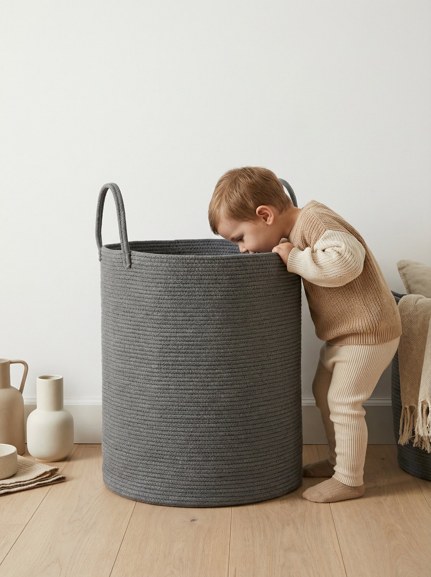 Плетеная корзина для белья в ванную 38х50 см