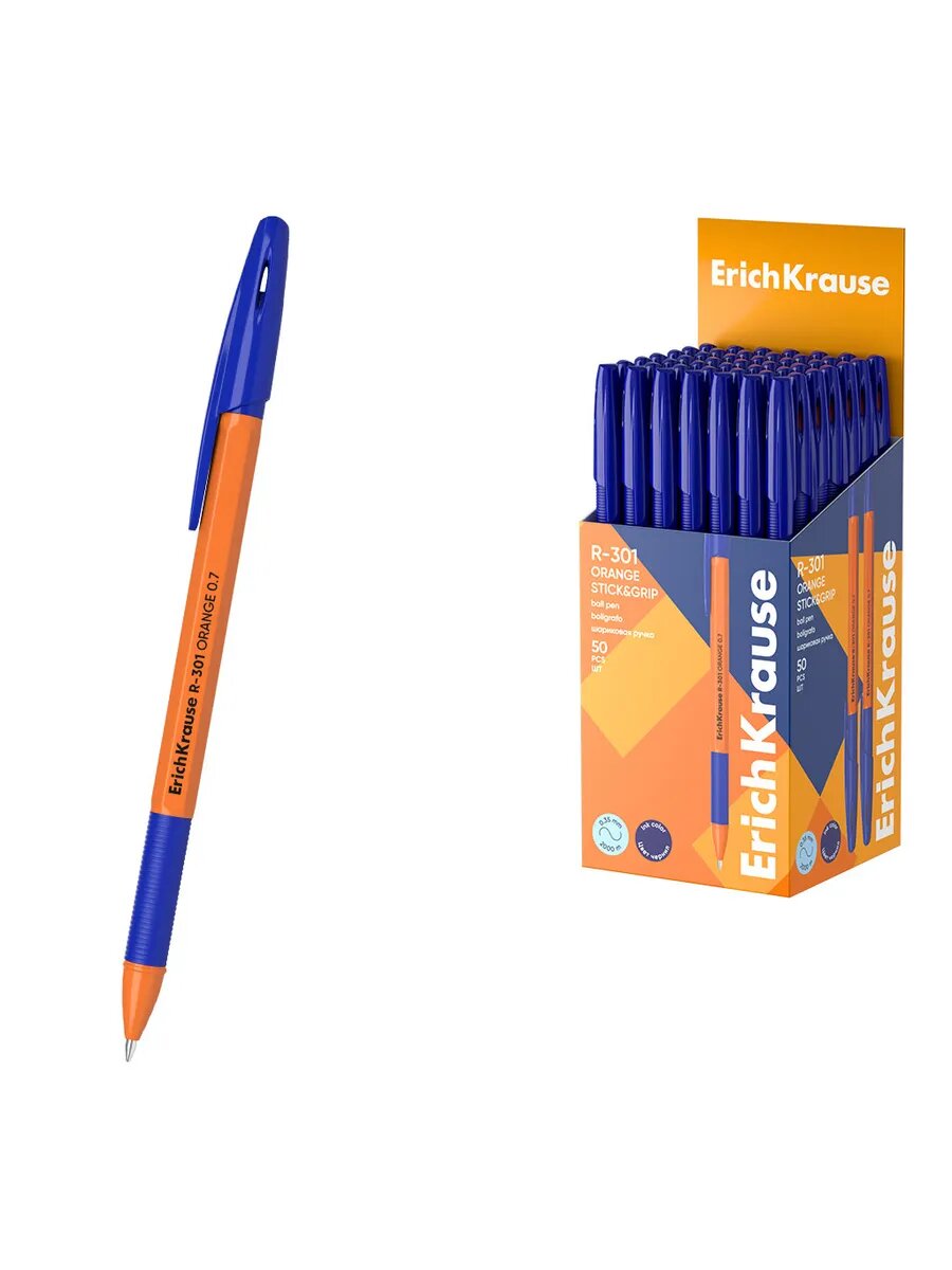 Ручка шариковая. R-301 Orange Stick&Grip 0.7, синий