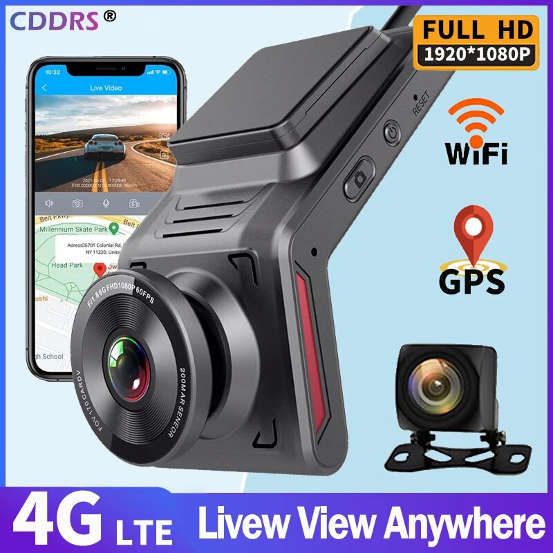 4G SIM-регистратор Full HD 1080P Wi-Fi GPS-регистратор удаленный просмотр в реальном 32G Card