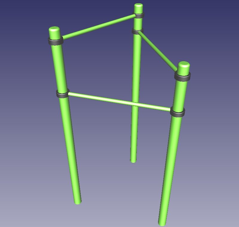 Турник треугольник тросет 03-76 уличный с регулировкой высоты на хомутах бетонируемый