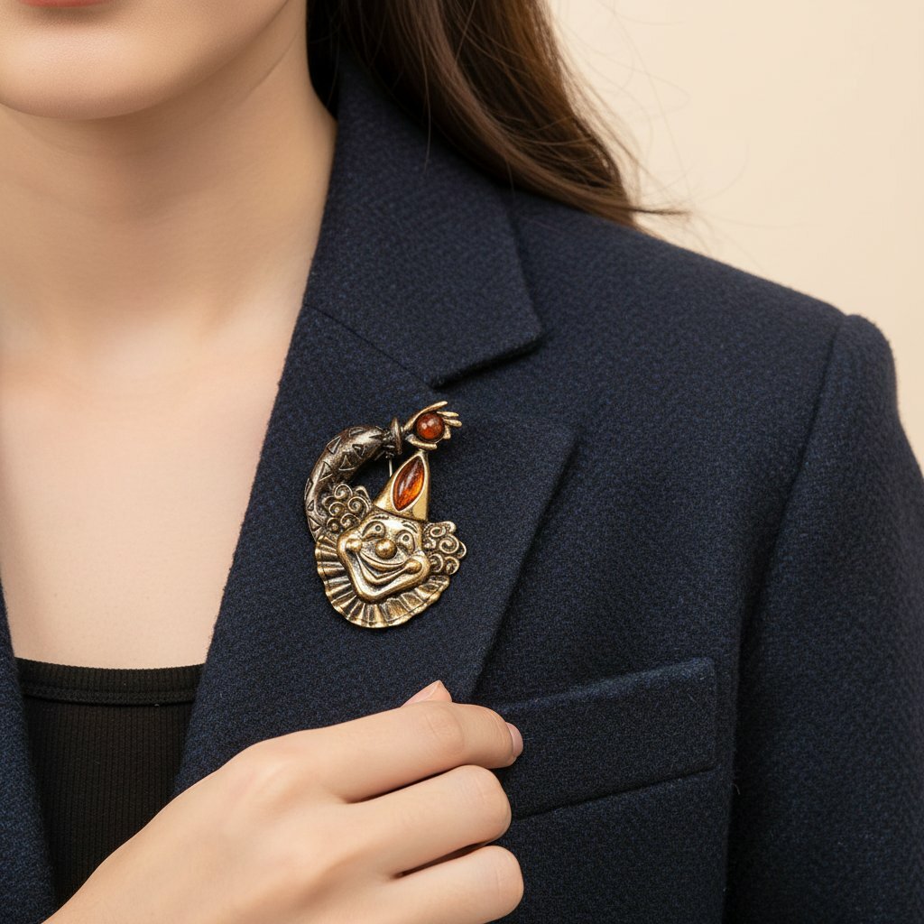 Брошь, янтарь