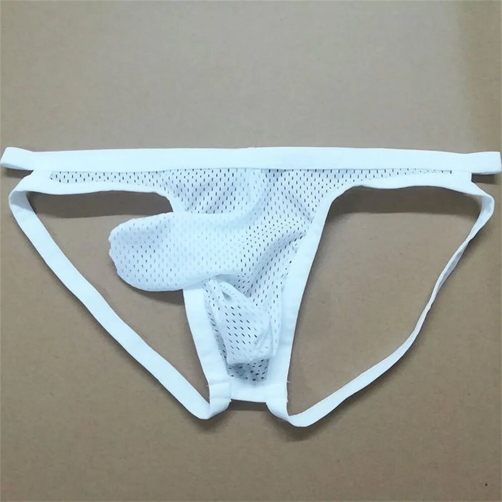 Новинка 2025, мужские бандажи и стринги, нейлоновое сетчатое нижнее белье, мужские Белый, XL, White