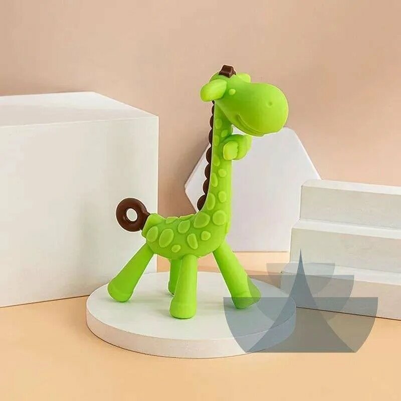 Жевательная игрушка для младенцев в виде жирафа из силикона, игрушка для прорезывания зубов, предотвращает сосание пальцев, с дизайном олененка, незаменимый товар для мам и детей, отличный подарок.
