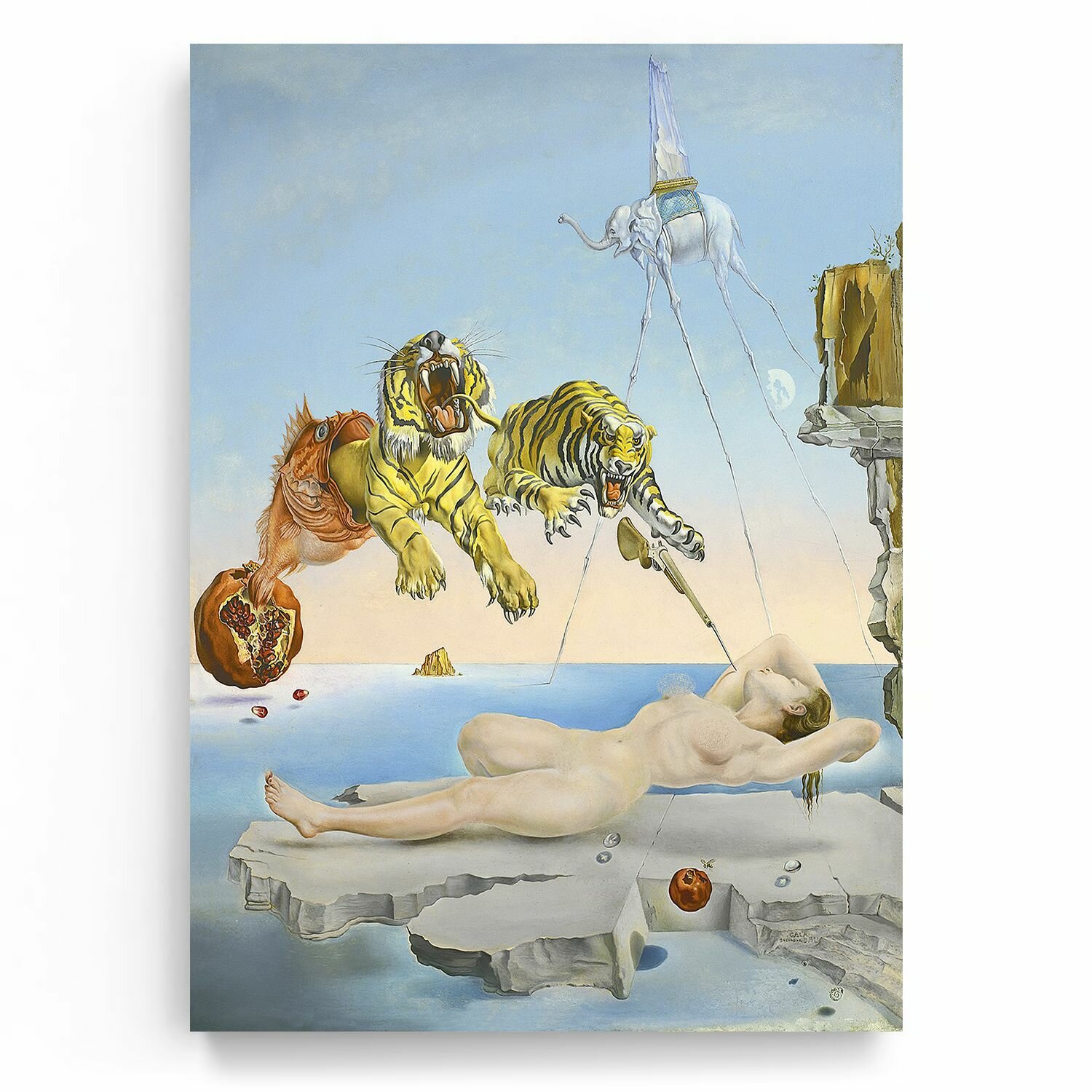 Дали / Сон, вызванный полётом пчелы вокруг граната, за секунду до пробуждения, Репродукция картин, 40х60 см.