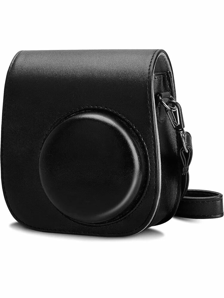 Кожаный чехол PU совместимый с Fujifilm Instax Mini 12 11 9 Instant Camera с регулируемым ремешком и карманом