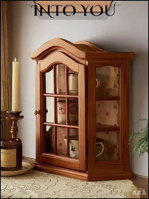 Тумба 38х12х39 см для прихожей в стиле Ар-деко из массива дерева с 3 полками и винтажной отделкой