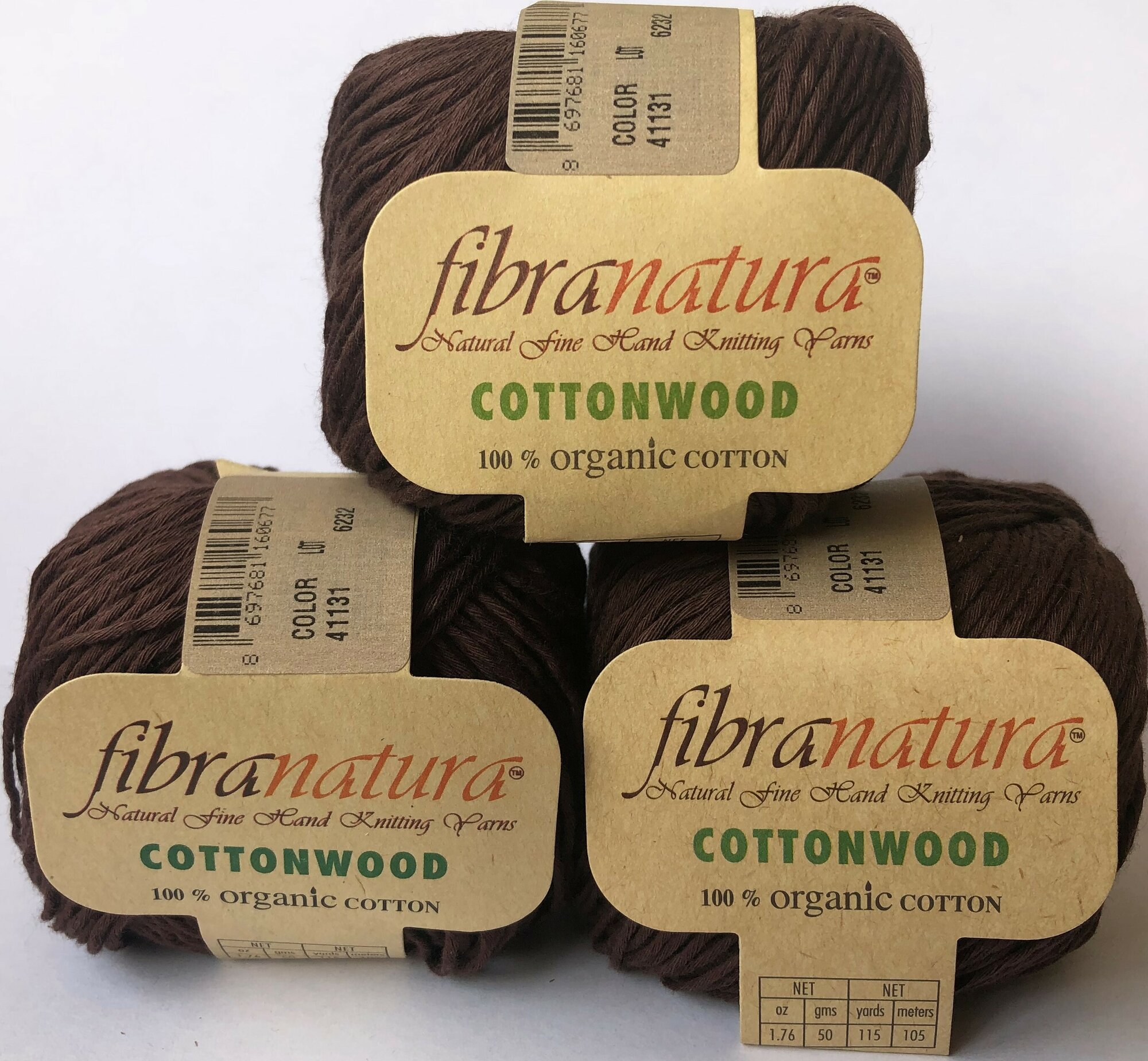 Пряжа FIBRA NATURA Cottonwood, 100% Хлопок, цвет: (31), 105м/50г, 1 шт.
