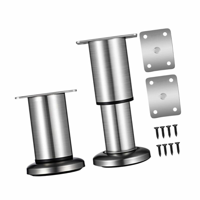 2 комплекта регулируемых мебельных ножек серебристого цвета из нержавеющей стали-от 8 до 12 см