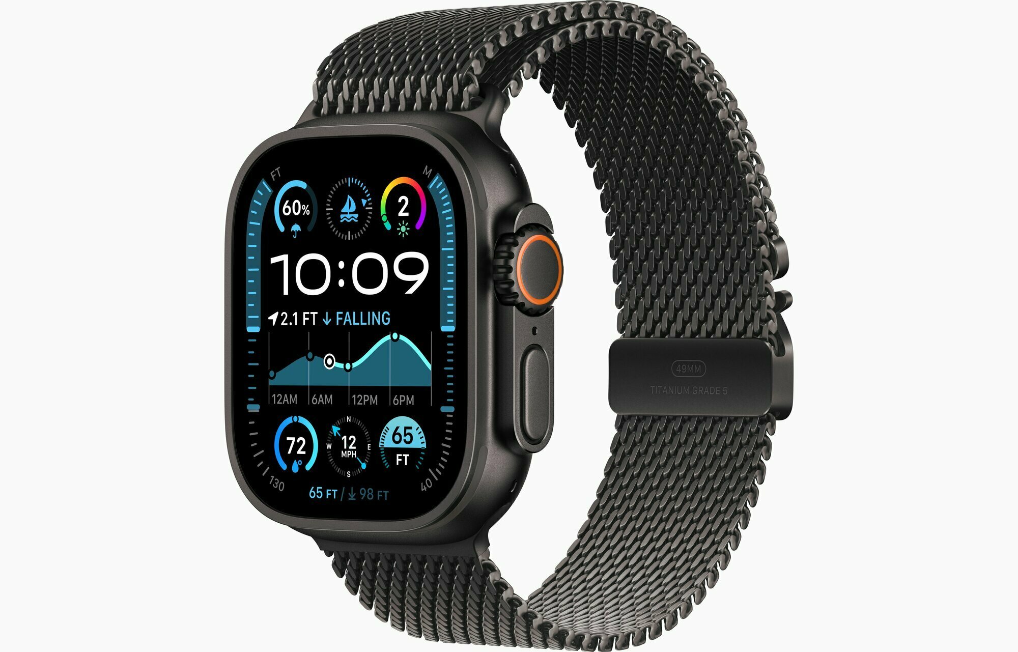 Умные часы Apple Watch Ultra 2 49 мм Black Titanium Case GPS + Cellular, Titanium Milanese Loop M, Black