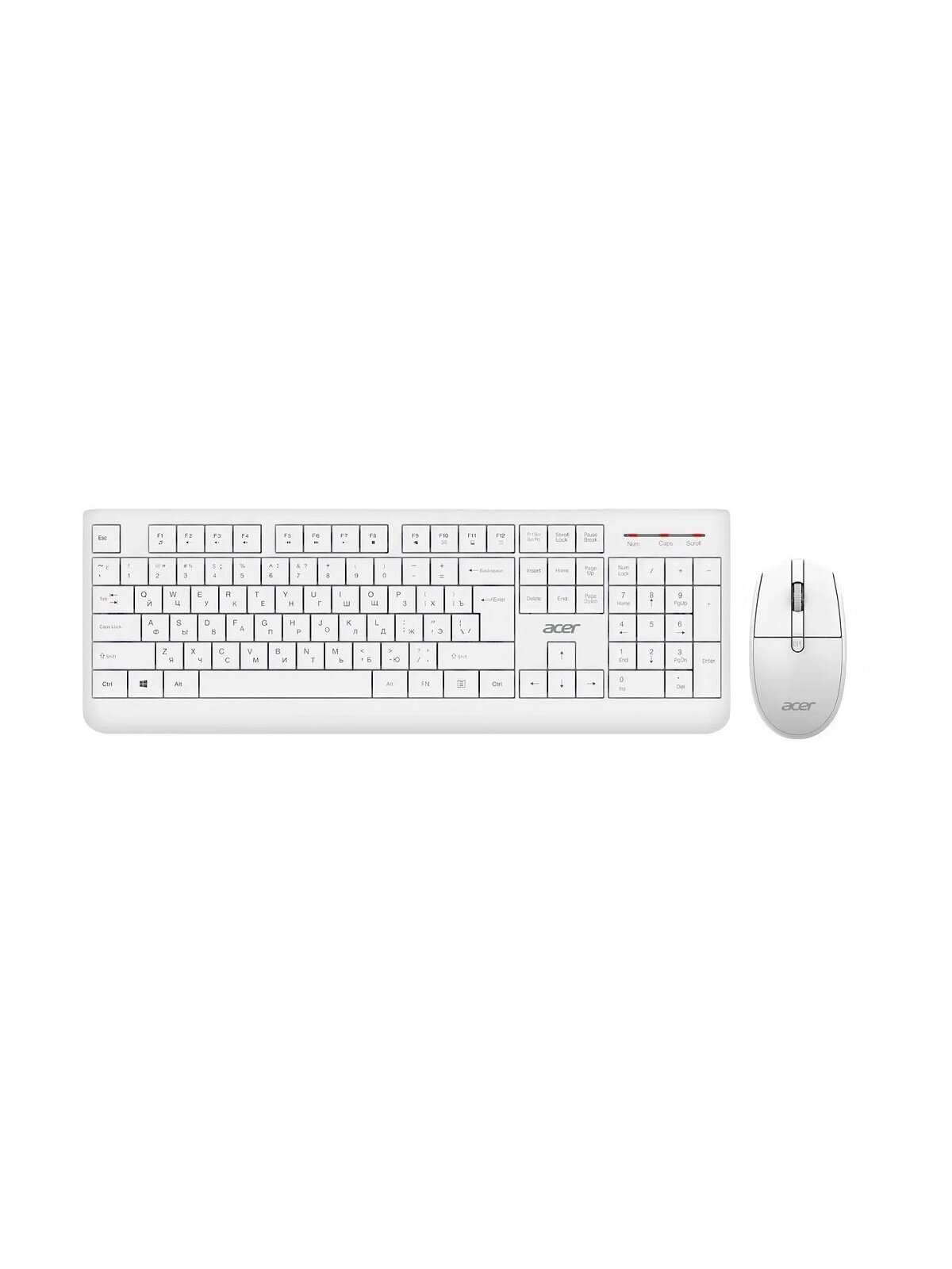 Acer OCC401 [ZL. ACCCC.017] Комплект (клавиатура + мышь) white (USB, 1600dpi, multimedia)беспроводной