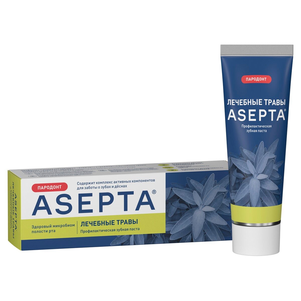 Зубная паста "Лечебные травы", 75 мл, асепта