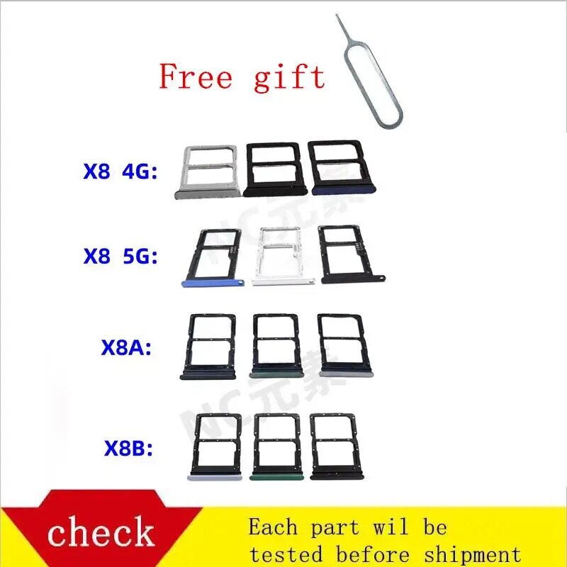 Лоток для SIM-карты: замена для Huawei Honor X8 X8A X8B CRT-LX1 LLY-LX1- адаптер гнезда для держателя SIM-карты идеально подходит Micro SD