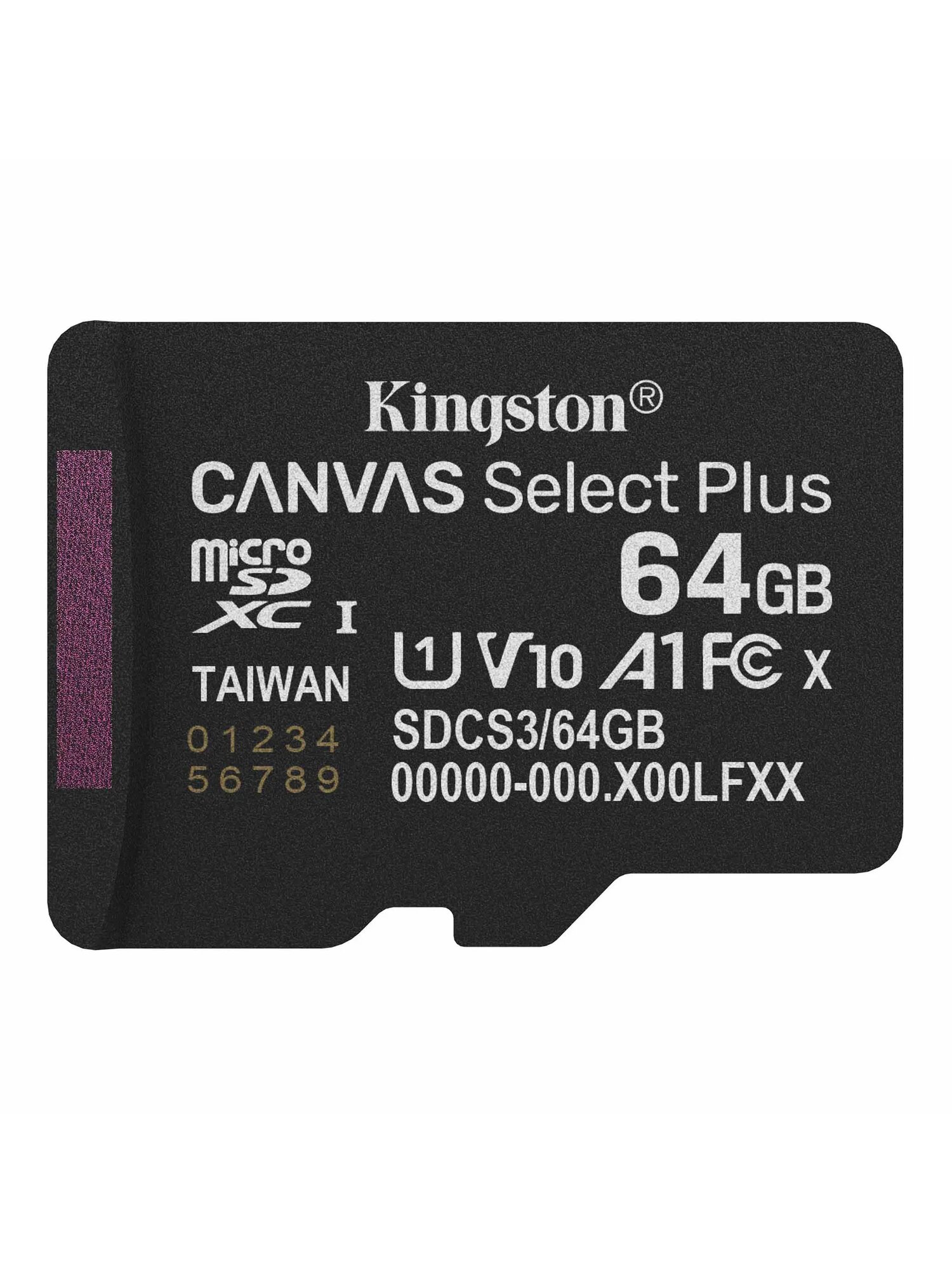 Карта памяти Kingston SDCS3/64GBSP microSDXC 64GB Canvas Select Plus V10 A1, без адаптера