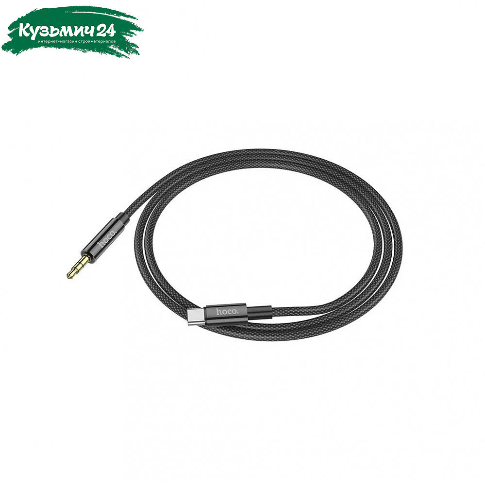 Кабель Hoco UPA19 AUX 3.5mm type-c 1 м, нейлоновая оплетка, черный