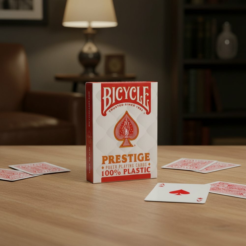 Карты "Bicycle Prestige Rider 100% Plastic Jumbo red" 62250 Bicycle