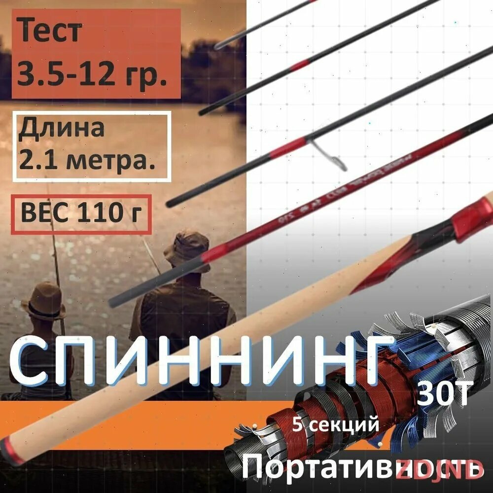 Спиннинг, рабочая длина: 210 см , до 12 гр