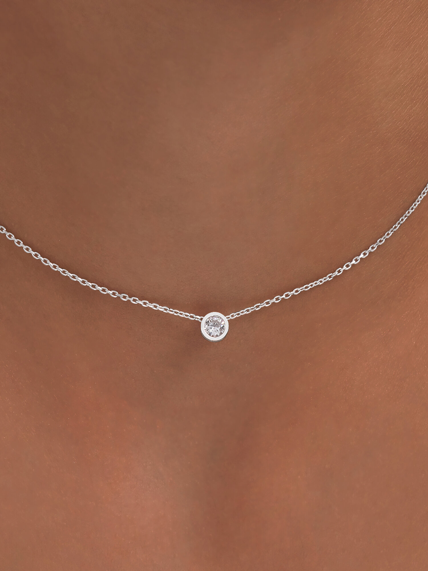 Колье, серебро, 925 проба, родирование, фианит