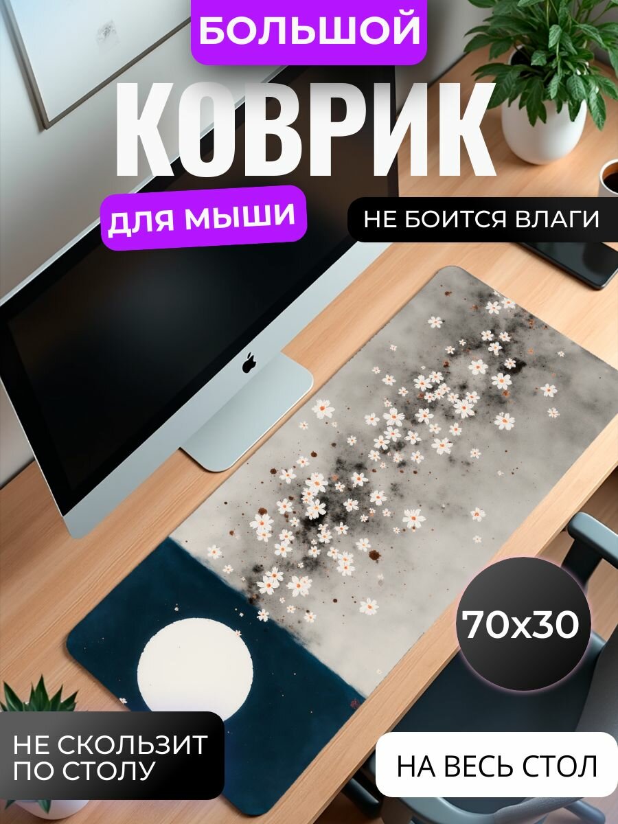 Коврик для мышки большой, игровой "Два мира" , 70 см x 30 см