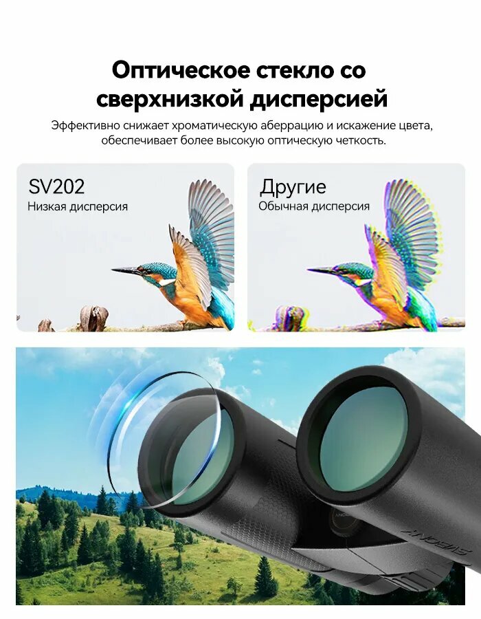 SVBONY Бинокль HD ED, бинокль для наблюдения за птицами, охоты, путешествий, черный — фото 1