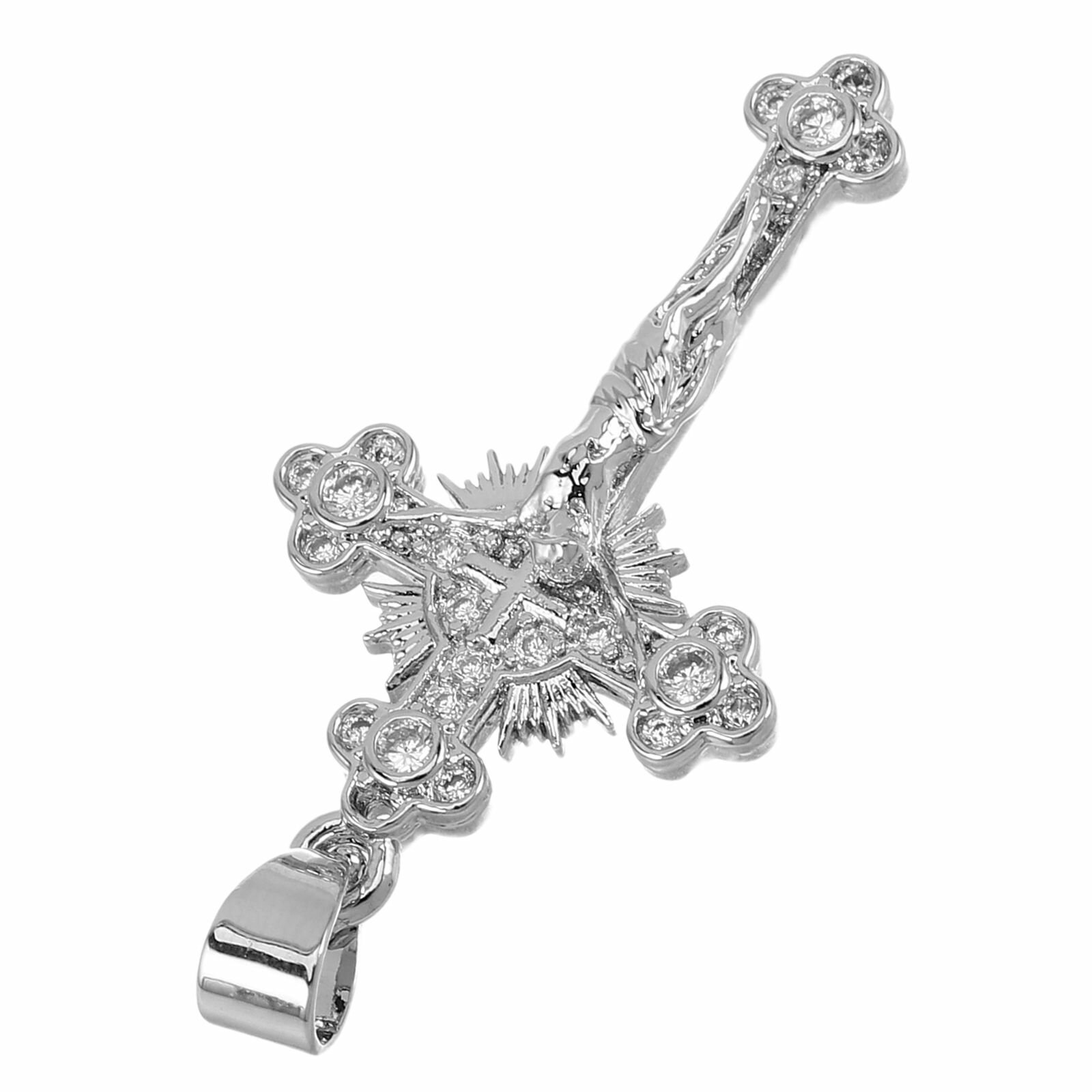 Подвеска крест из меди для изготовления ювелирных изделий и декора серебристого цвета