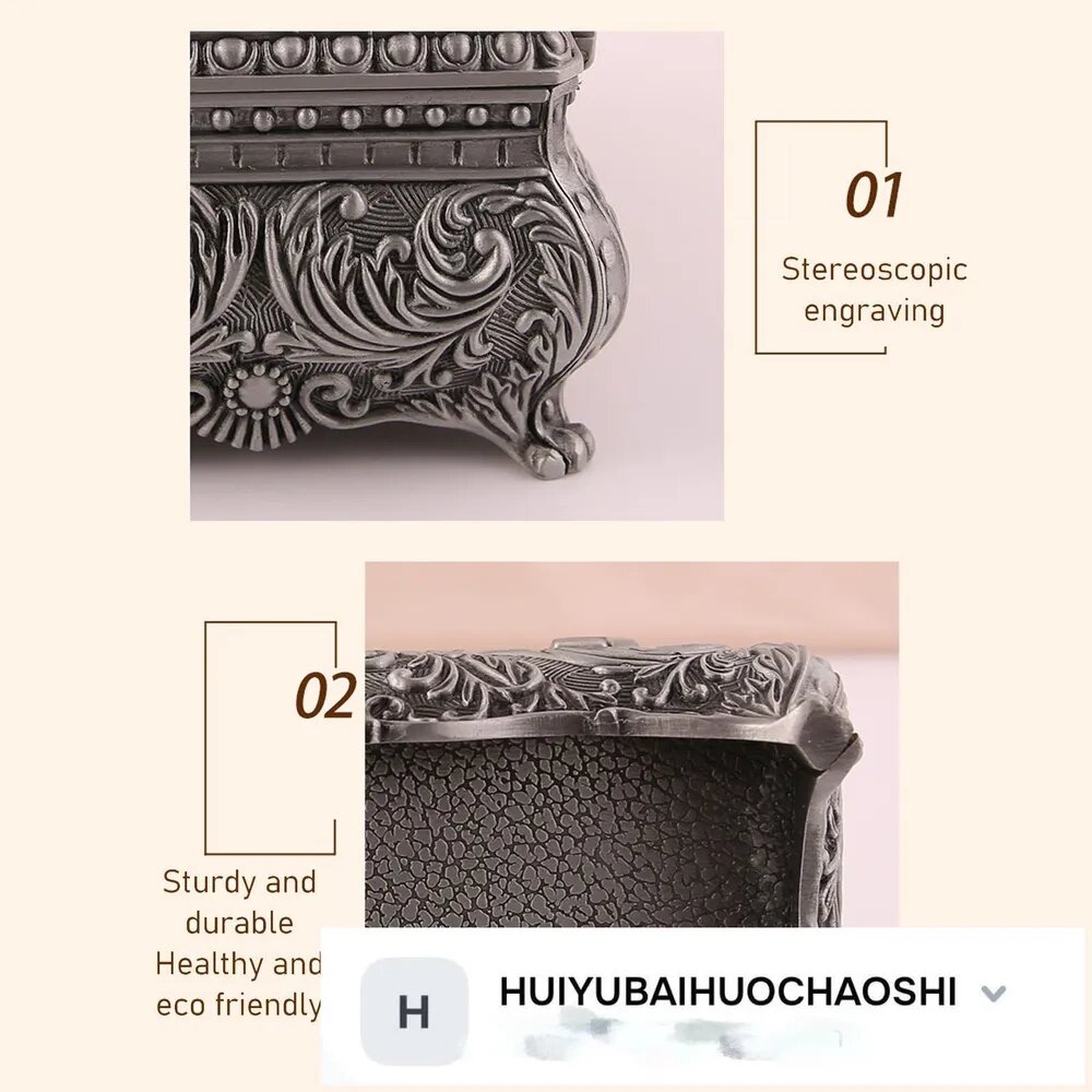 Шкатулка декоративная металлическая для украшений золотистого цвета — фото 1