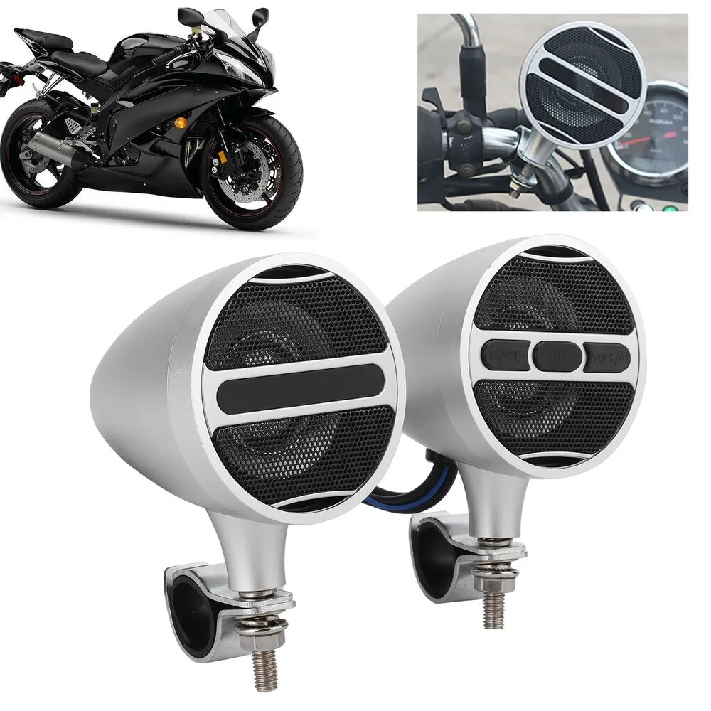 Мотоциклетные динамики Silver, водонепроницаемые стереодинамики для мотоциклов, поддержка Bluetooth, U-диска
