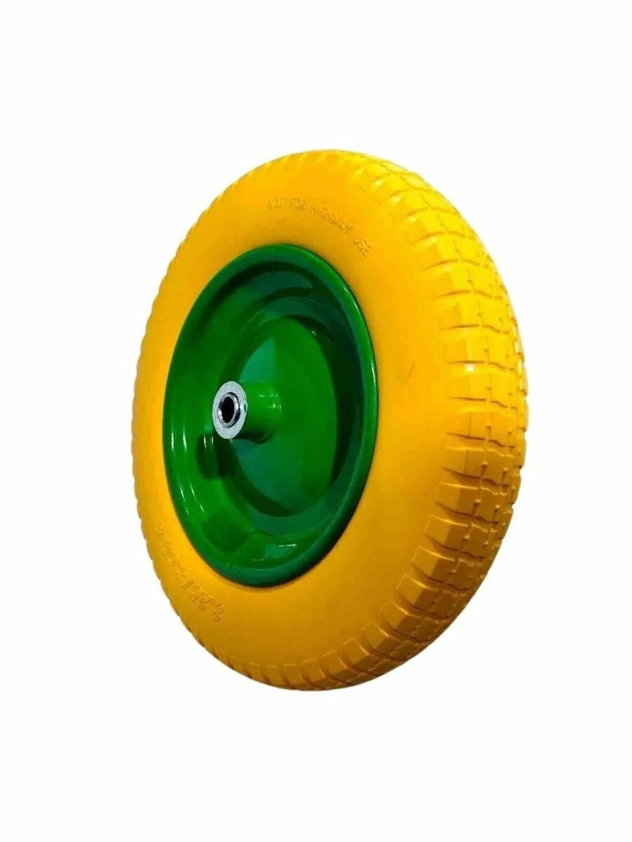 Колесо STANDART PU1301 размер 13*3,25-8 16/90мм диск сварной зеленый, пу желтый