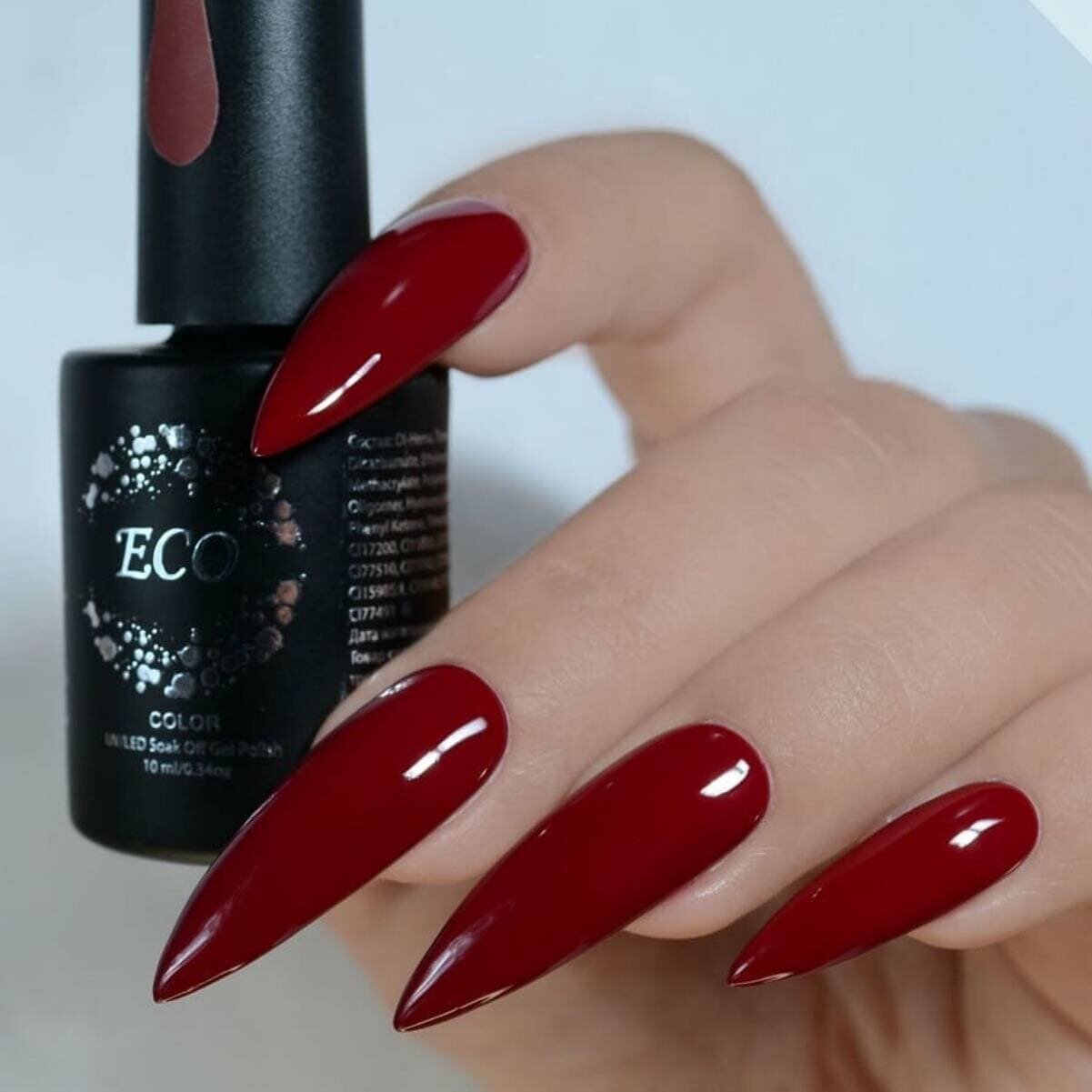 Гель-лак ECO Professional №42, глянцевый, рубиново-красный, без блесток и перламутра, 10мл