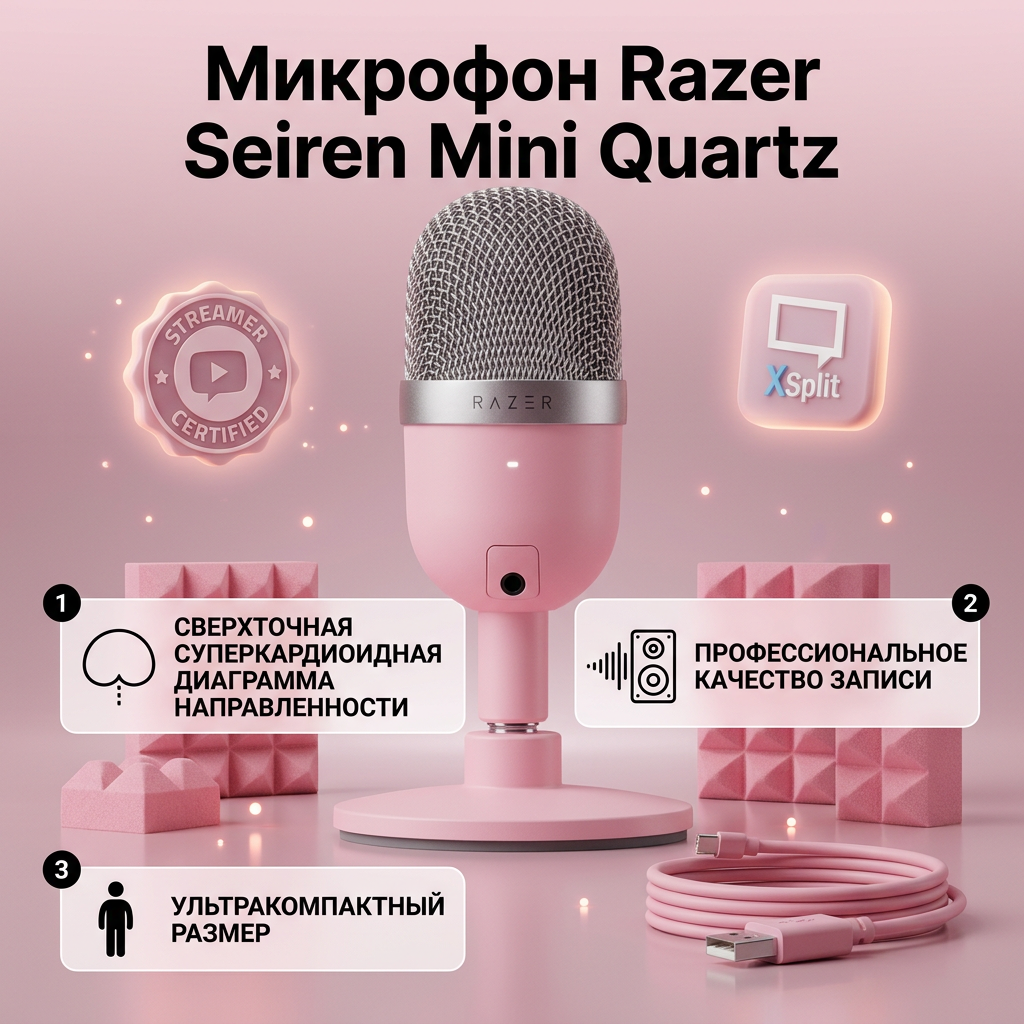 Микрофон Razer Seiren Mini Quartz – Ultra-compact Condenser Microphone (RZ19-03450200-R3M1)