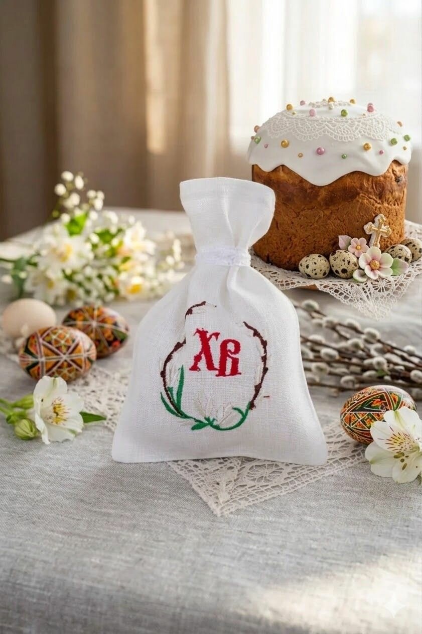 Пасхальный мешочек, для кулича 15х20см, цвет белый